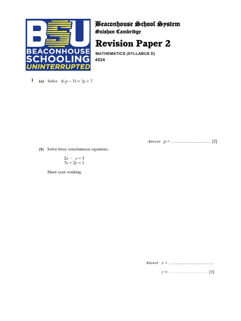 Revision Paper 2 | PDF