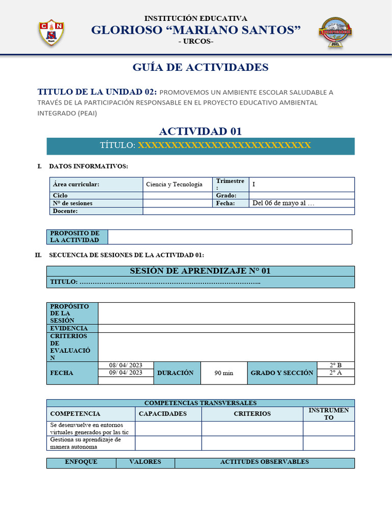 Esquema Guia de Actividades Segunda Unidad 2024 | PDF | Aprendizaje ...