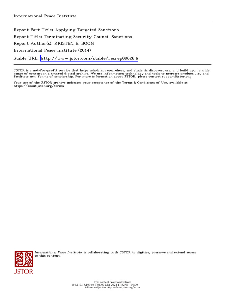 Targeted Sanctions and Security Council Impact | PDF | Peacebuilding ...