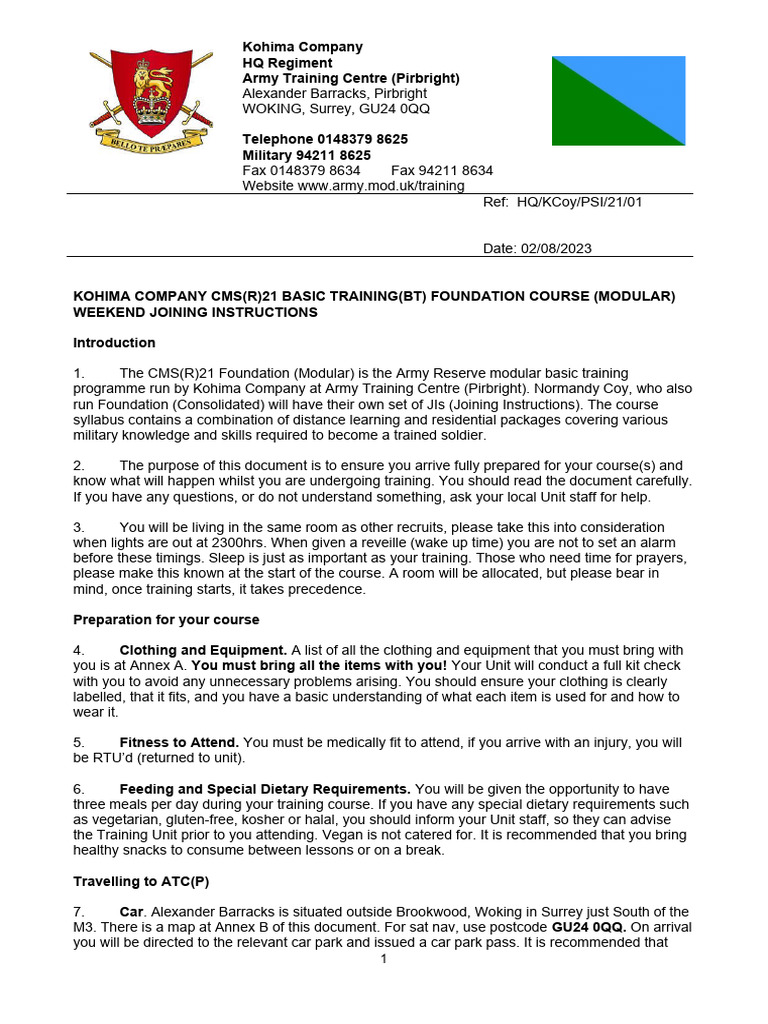 KOHIMA - Foundation - JOINING INSTRUCTIONS | PDF