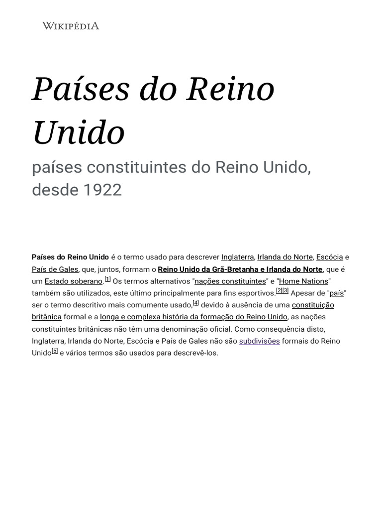 Países Constituintes do Reino Unido | PDF | Reino Unido | Sistema de ...