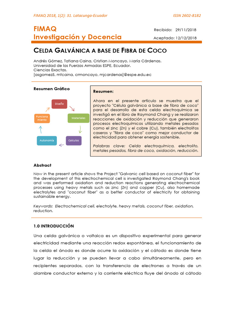 Celda Galvanica A Base de Fibra de Coco | PDF | Fibra dietética | Dieta ...