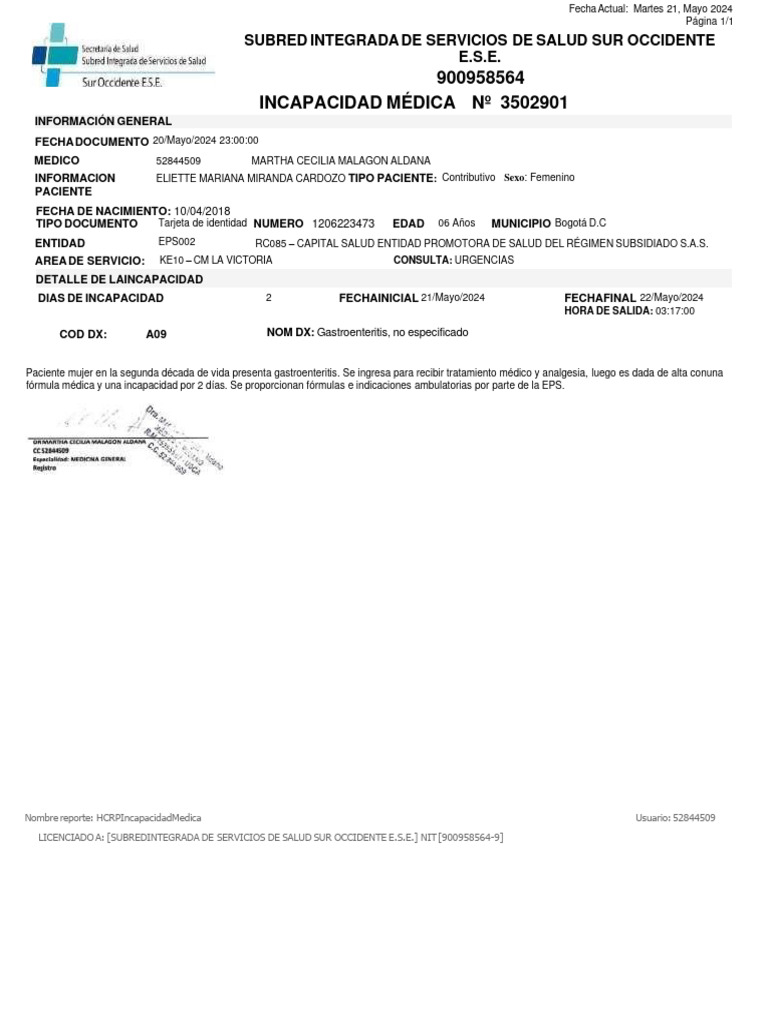 Subred Integrada de Servicios de Salud Sur Occidente. | PDF