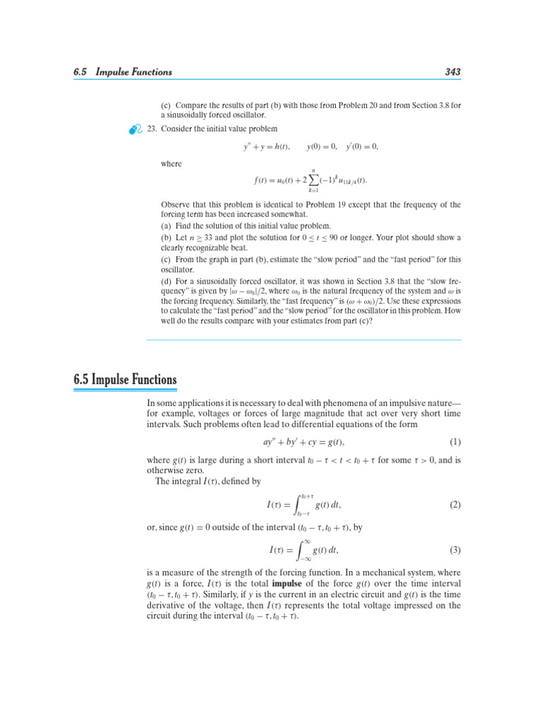 6.5 Impulse Functions 343 | PDF | Convolution | Electronic Oscillator