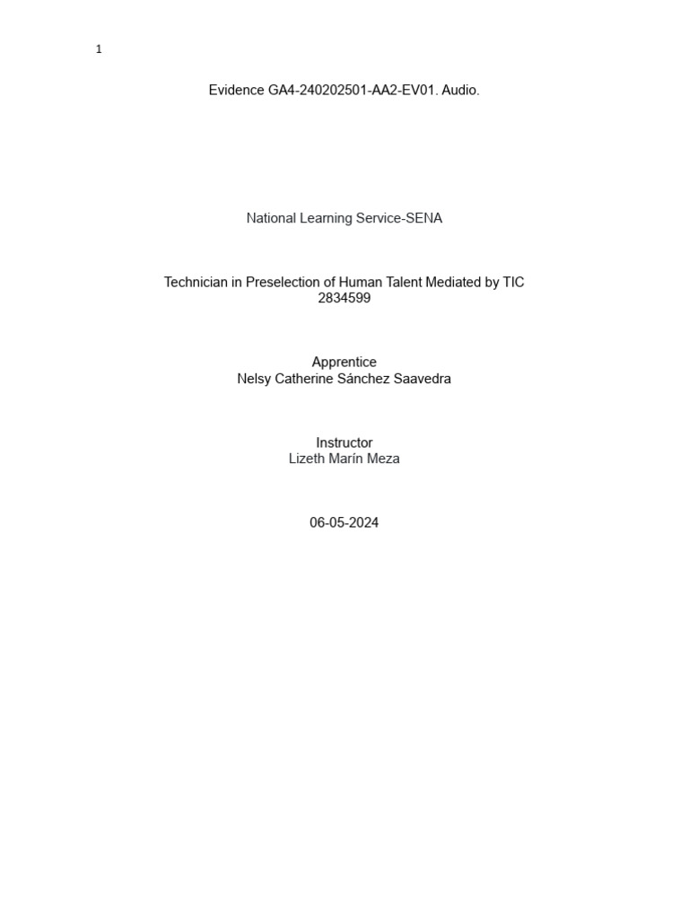 Evidencia GA4 240202501 AA2 EV01. Audio. | PDF