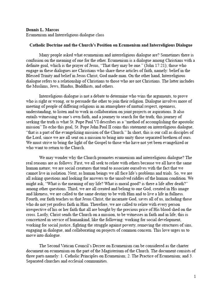 Catholic Principle of Ecumenism and Interreligious Dialogue | Download ... Catholic Principle of Ecumenism and Interreligious Dialogue | Download ...