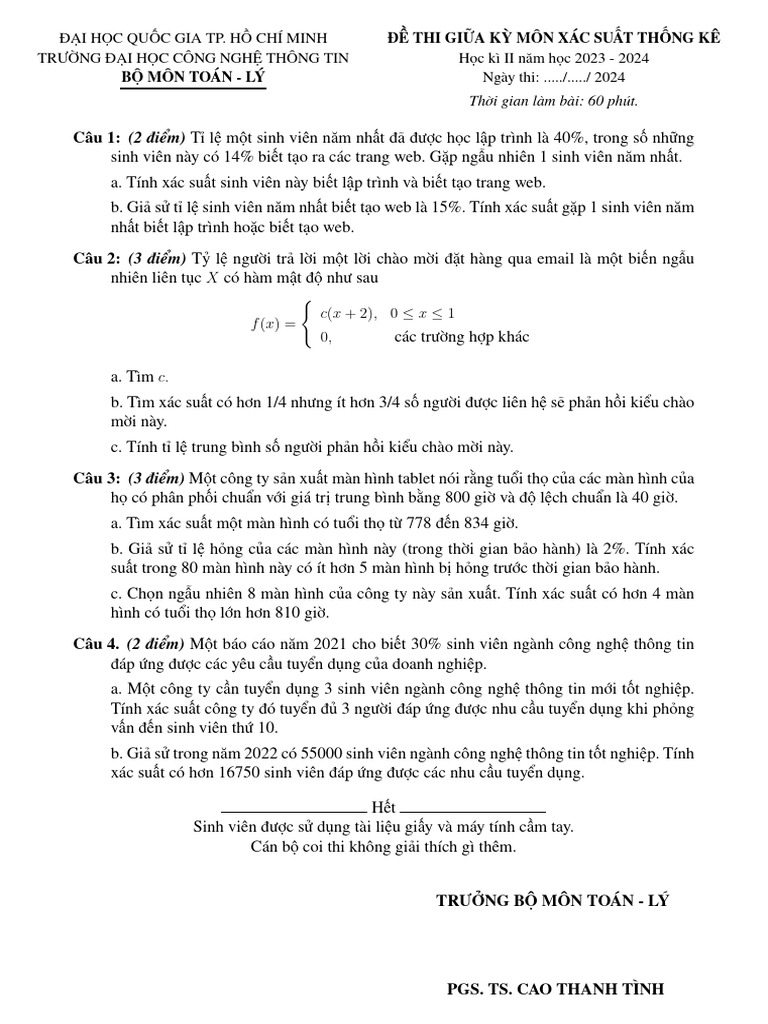 GK XSTK Hk2 2324 | PDF