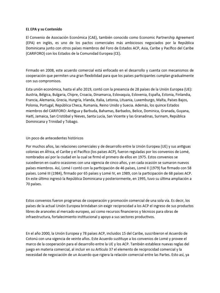 EL EPA y Su Contenido | PDF | Comercio | Tratado de Libre Comercio ...