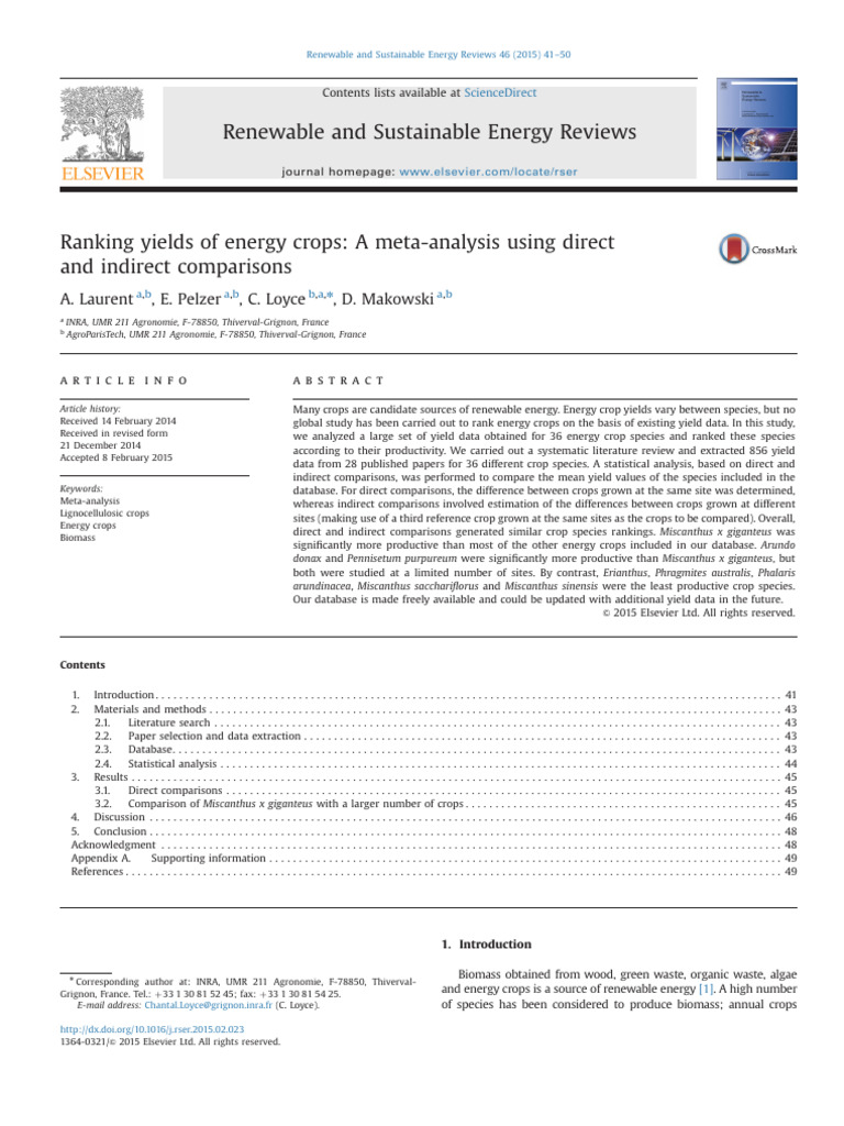 Ranking Yields of Energy Crops | PDF | Biofuel | Bioenergy