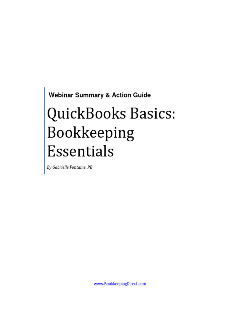 QBB Bookkeeping Essentials Action Guide | PDF | Debits And Credits ...