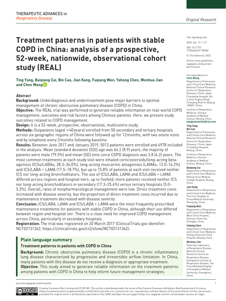 Treatment Patterns in Patients | PDF | Chronic Obstructive Pulmonary ...