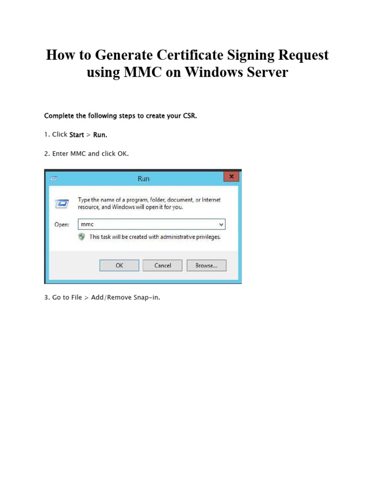 Generate CSR Using MMC on Windows Server | PDF | Public Key Certificate ...
