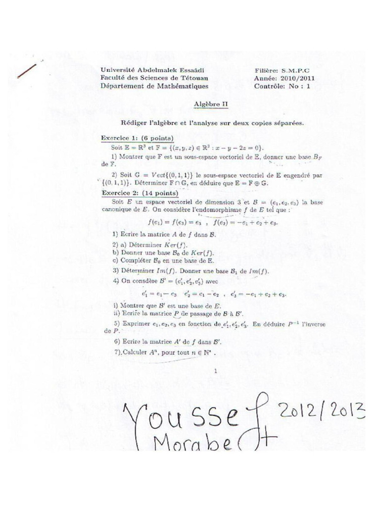 Exam Algebre 1 | PDF