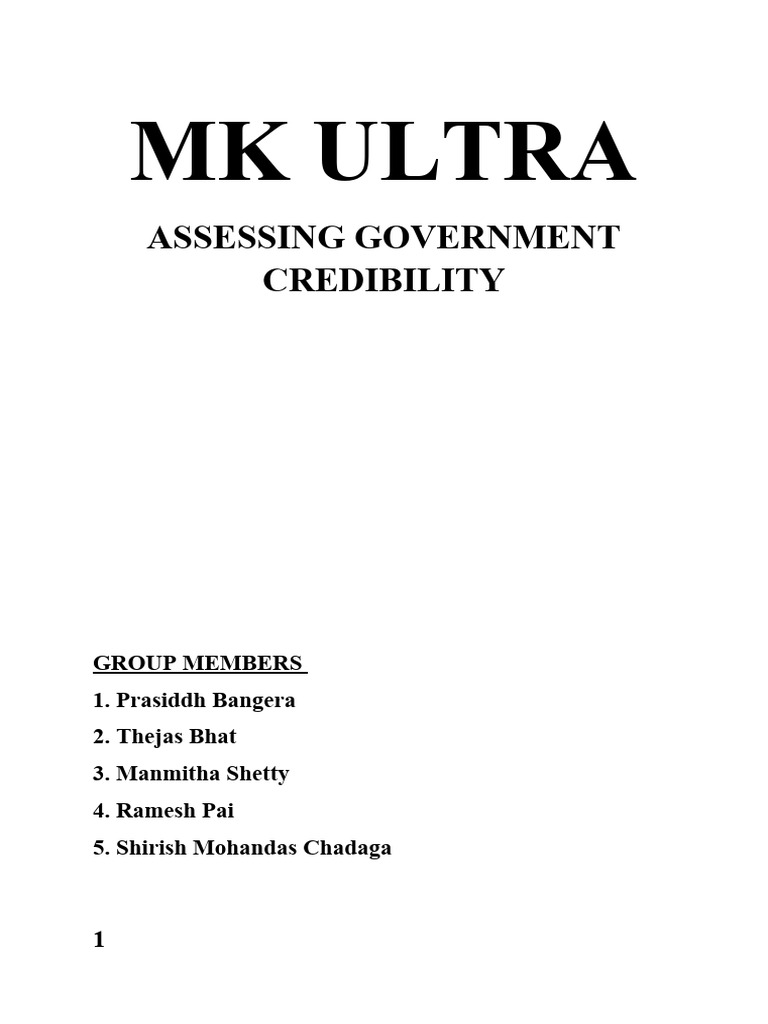 MK Ultra: Ethics and Government Credibility | PDF