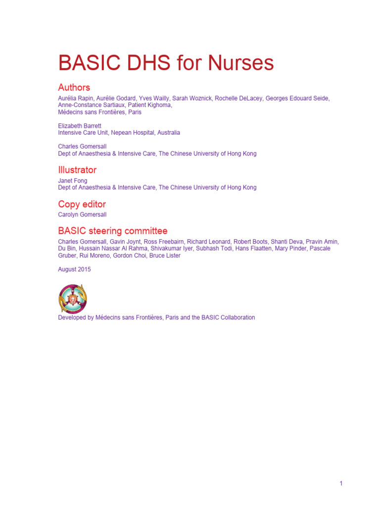 BASIC DHS For Nurses Manual 2015 Aug | PDF | Blood Pressure | Breathing