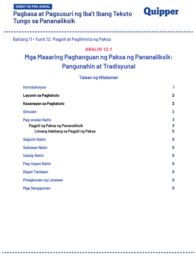 Pagbasa at Pagsusuri | PDF