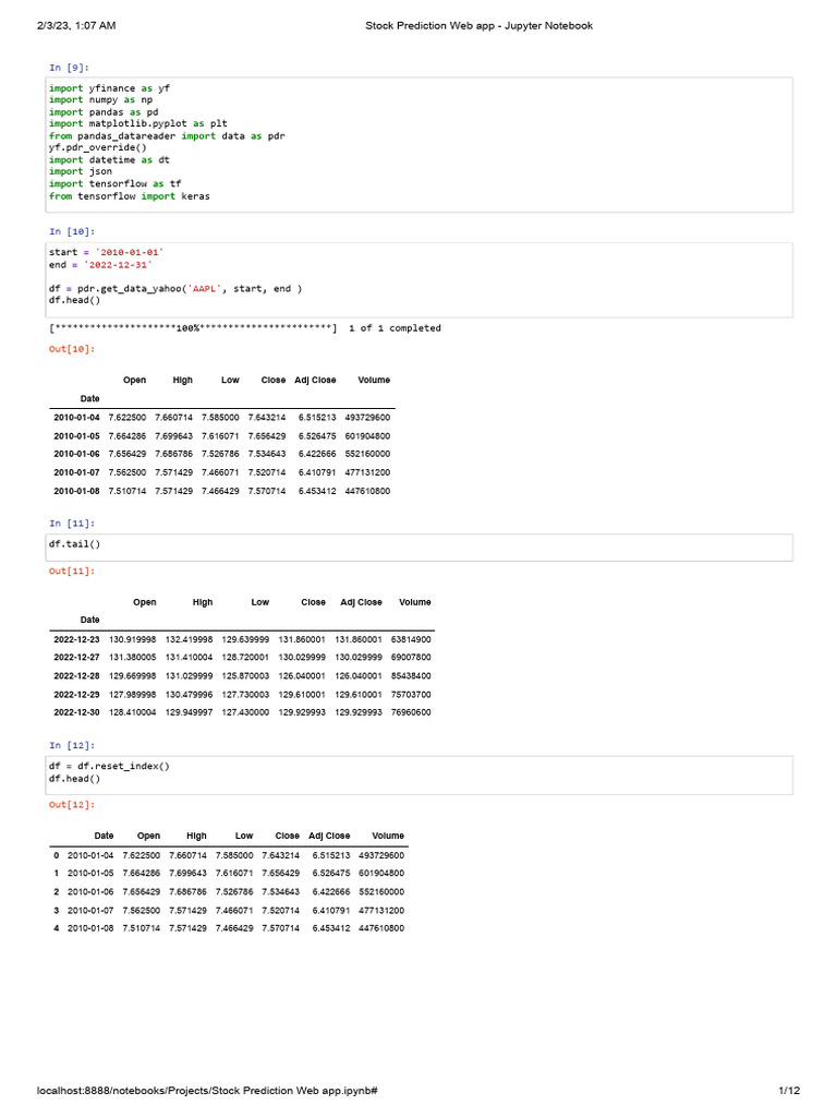 Stock Prediction Web App Analysis | PDF | Computing | Computer Programming
