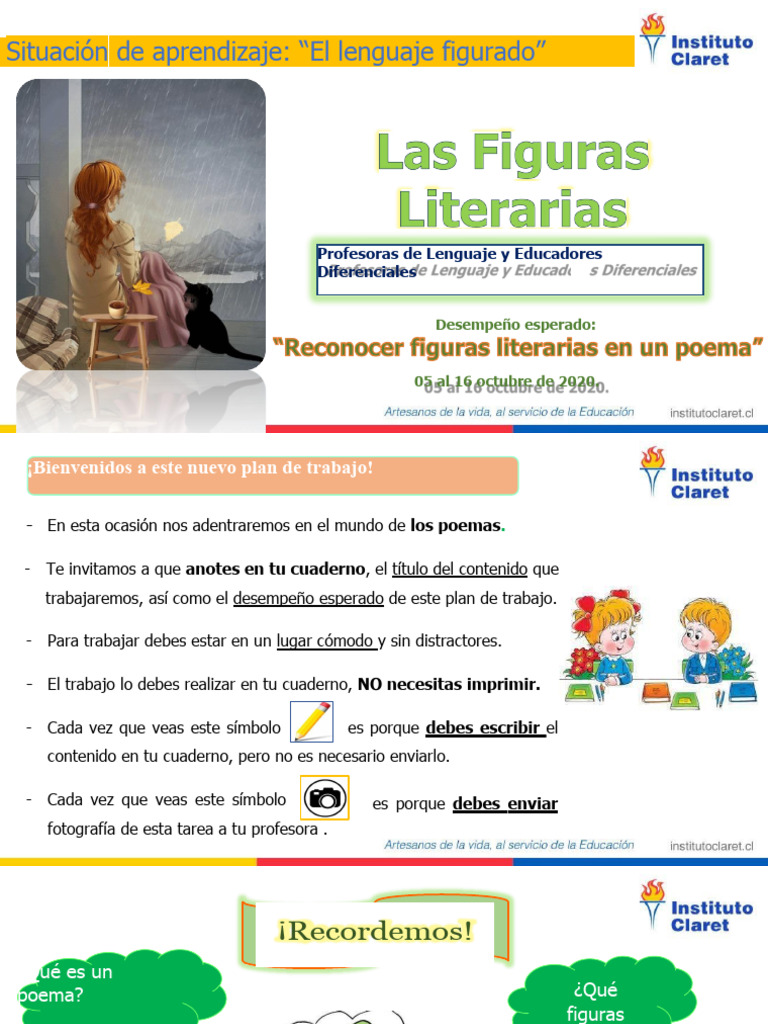 5° Básico LENGUAJE El Lenguaje Figurado 05 Al 16 de Octubre PDF | PDF ...