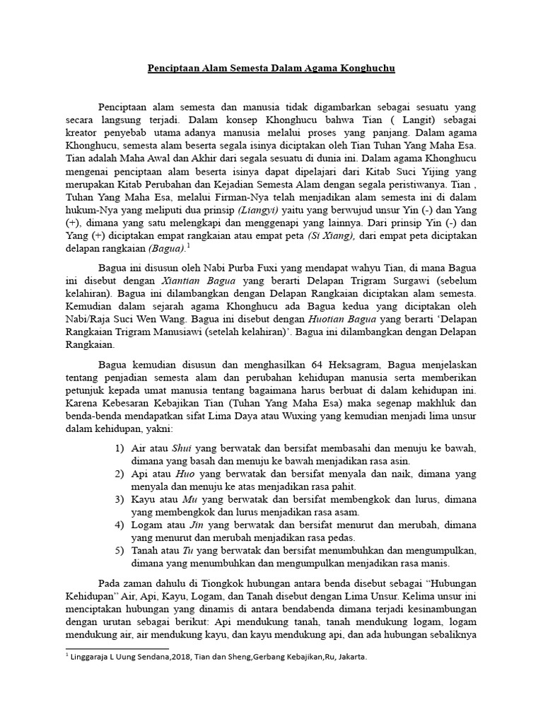Penciptaan Alam Semesta Dalam Agama Konghuchu | PDF | Ilmu Sosial ...