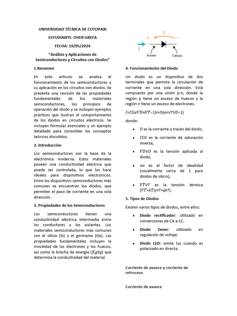 Análisis y Aplicaciones de Semiconductores y Circuitos Con Diodos | PDF | Diodo | Semiconductores