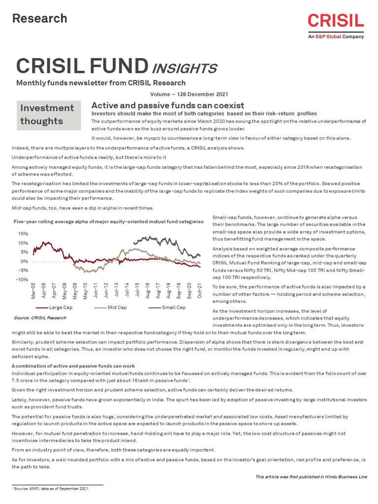 Active vs Passive Funds Analysis | PDF | Stock Market Index | Investing