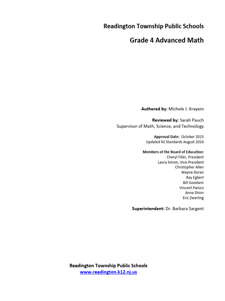 4.01g Grade 4 Math Curriculum Advanced-Final | PDF | Numbers ...