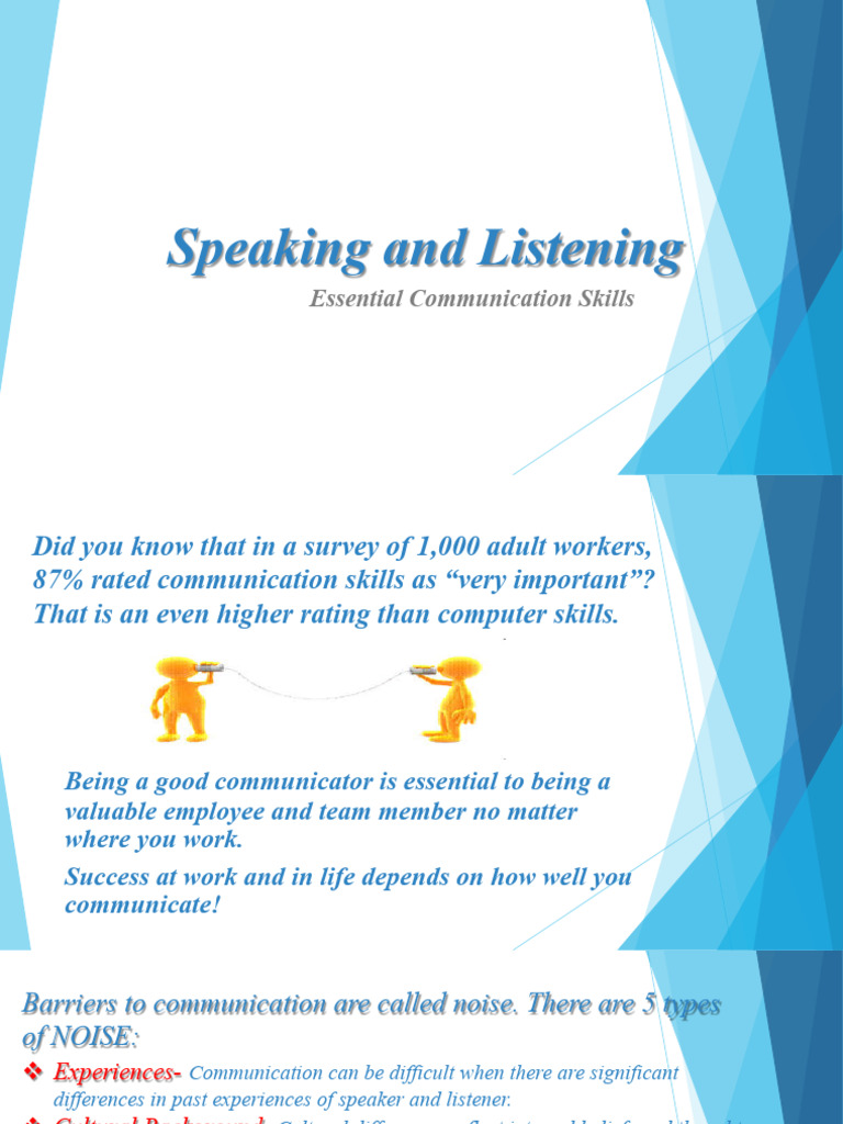 Speaking and Listening | PDF | Communication | Leadership