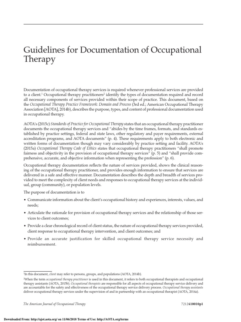 Guidelines For Documentation of Occupational Therapy-1 | PDF ...
