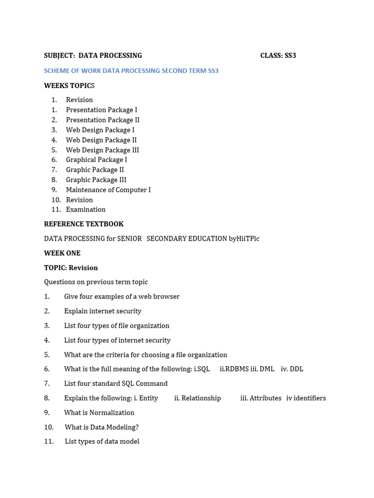 Data Processing SS3 E-Note-1 | PDF | World Wide Web | Internet & Web Data Processing SS3 E-Note-1 | PDF | World Wide Web | Internet & Web