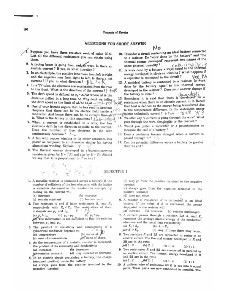 Current Electricity HCV | PDF