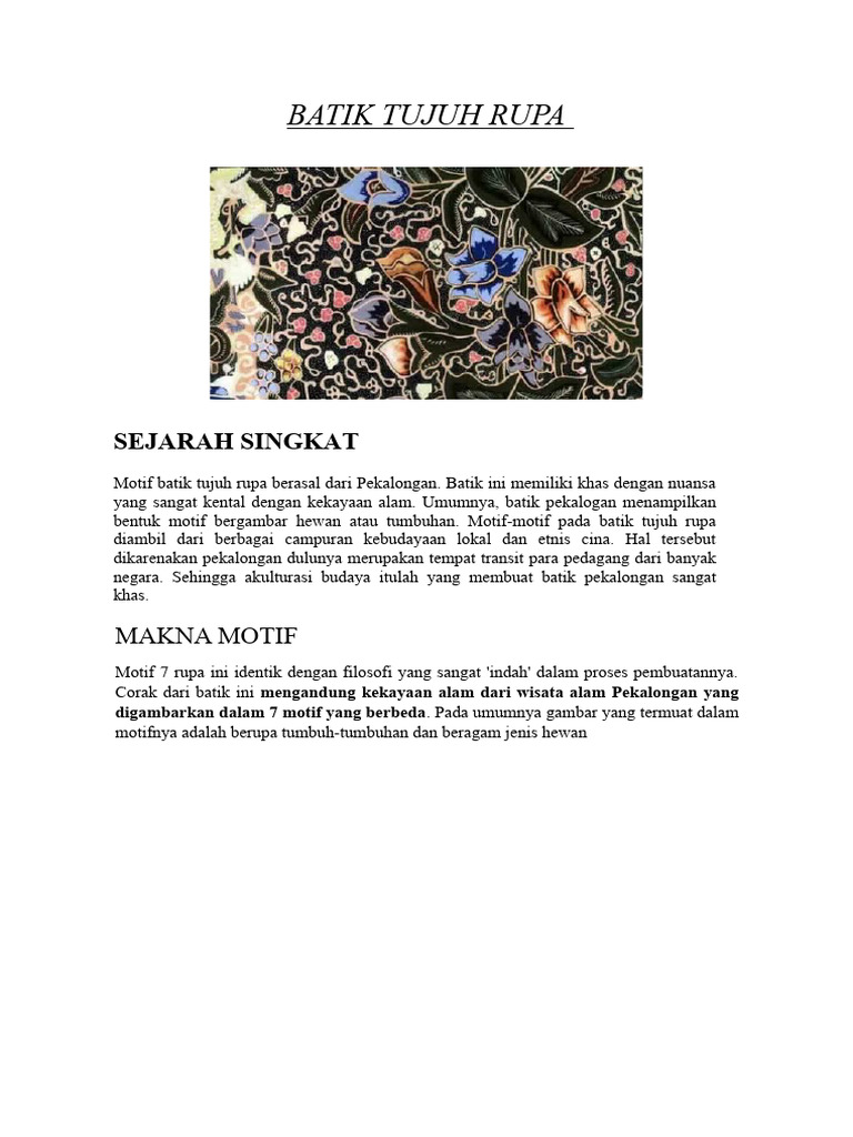Batik Tujuh Rupa | PDF