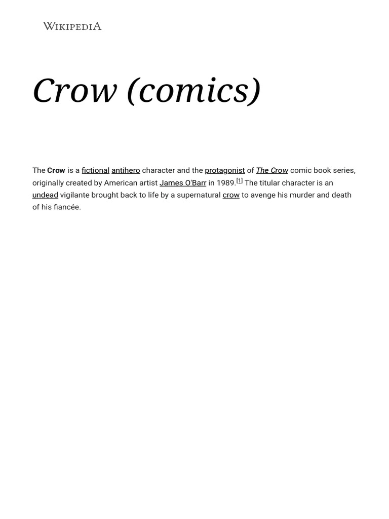 Crow (Comics) - Wikipedia | PDF
