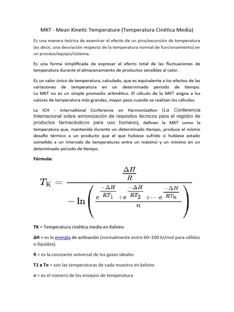 Fórmula de Temperatura Cinética Media | PDF