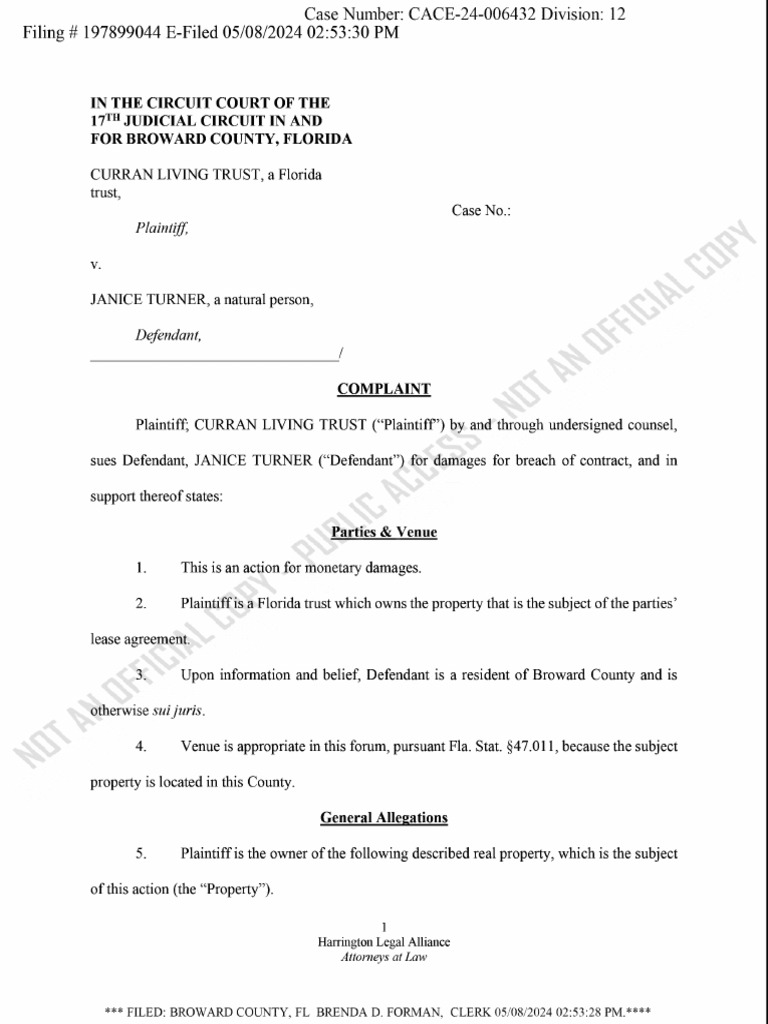 Curran Living Trust vs. Janice Turner: Lease Dispute | PDF | Leasehold ...