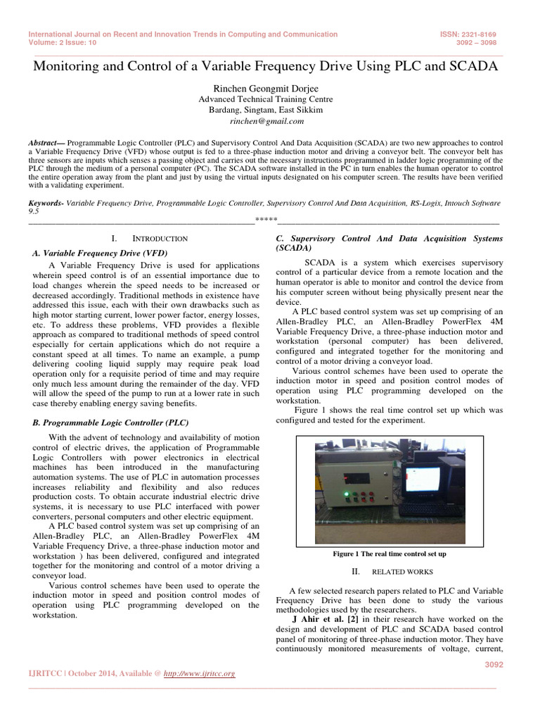 Monitoring and Control of A Variable Fre | PDF | Programmable Logic ...