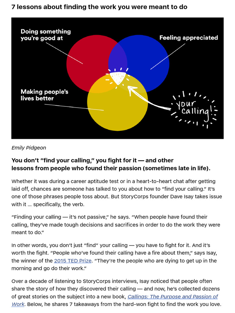 7 Lessons About Finding The Work You Were Meant To Do | PDF