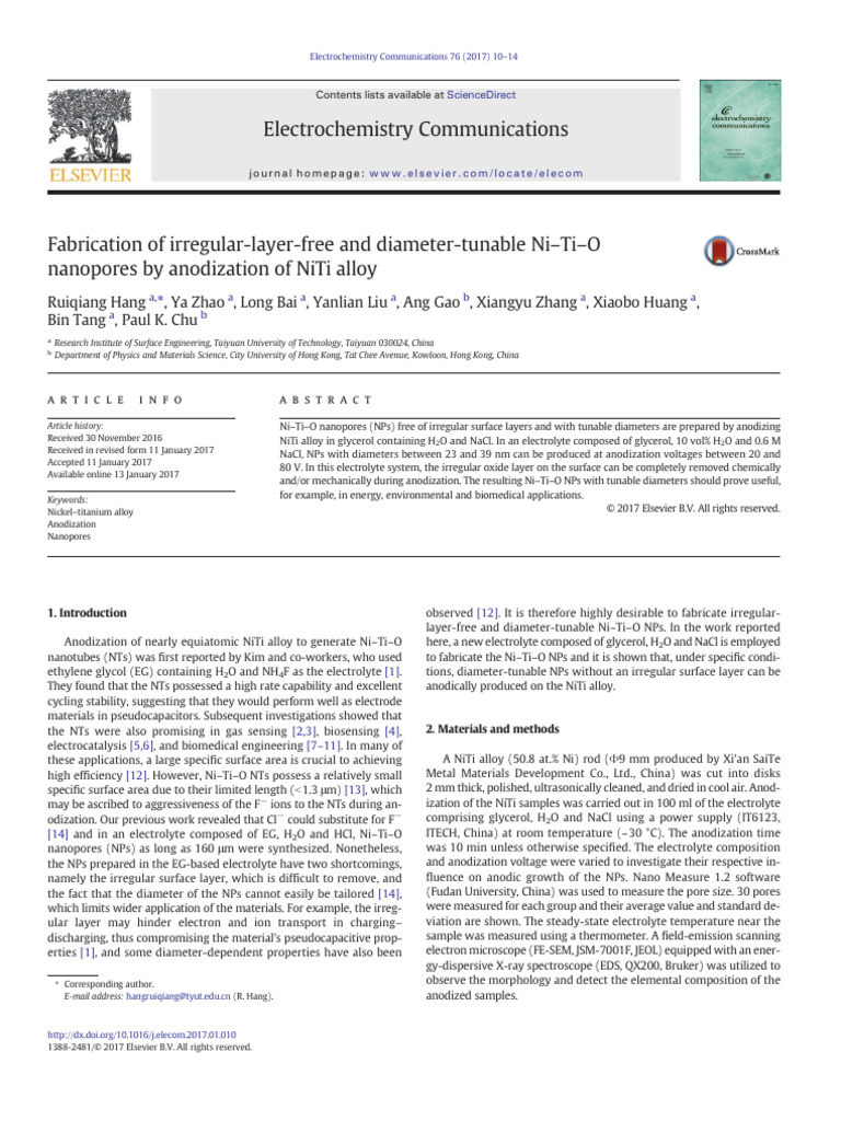 Fabrication of Irregular-Layer-Free and Diameter-Tunable Ni-Ti-O ...