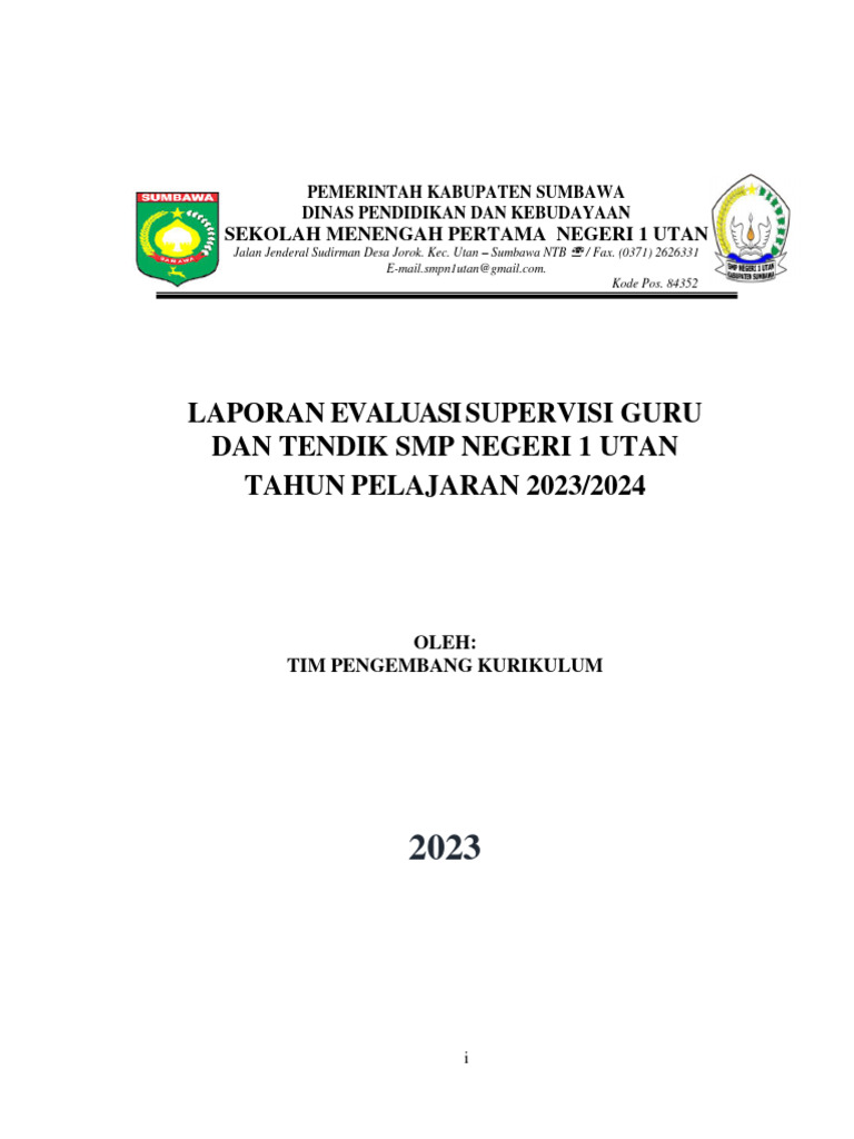 Laporan Evaluasi Supervisi Guru Dan Tendik 2023 | PDF