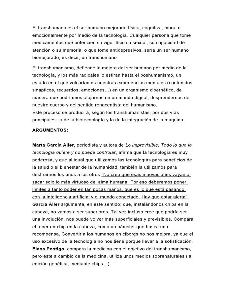 El Transhumanismo | PDF | Transhumanismo | Realidad virtual