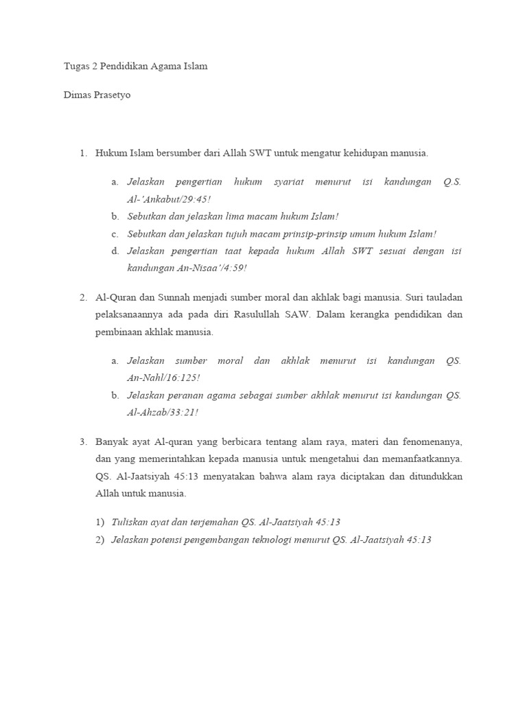 Tugas 2 Pendidikan Agama Islam | PDF | Ilmu Sosial | Agama & Spiritualitas