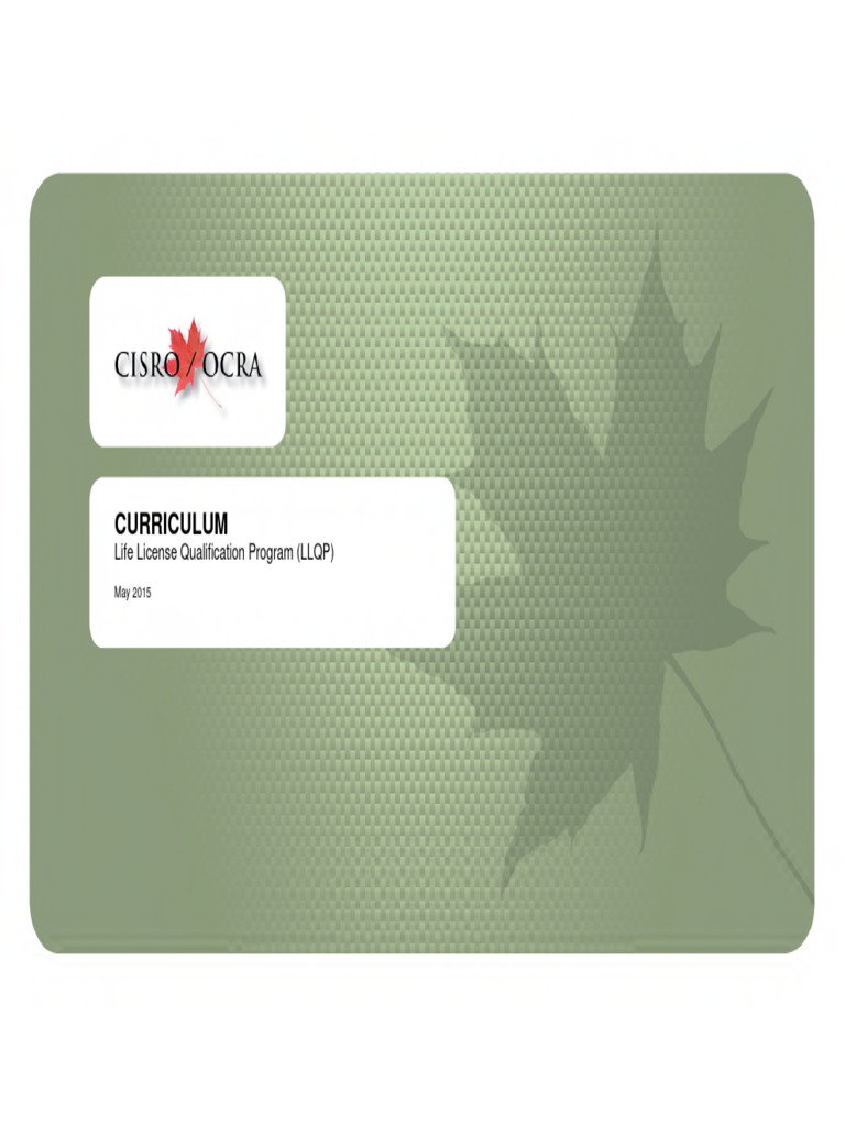 LLQP Curriculum - Revised May 2015 | PDF | Curriculum