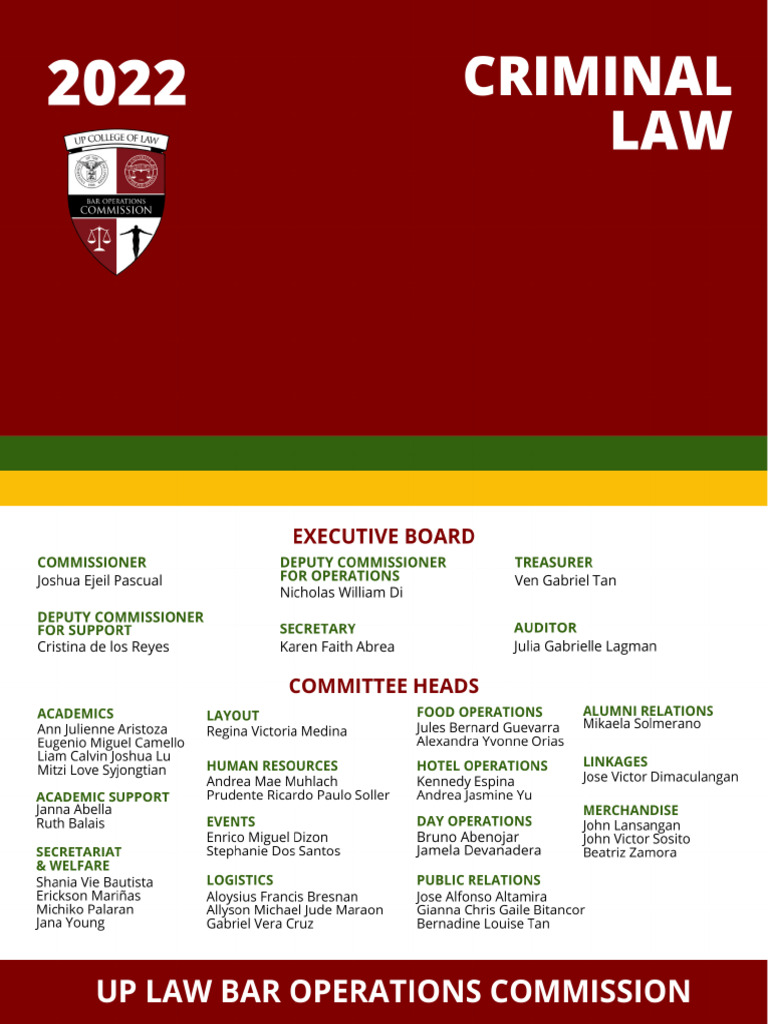 UP Law Pre-Week Criminal Law Guide | PDF | Law