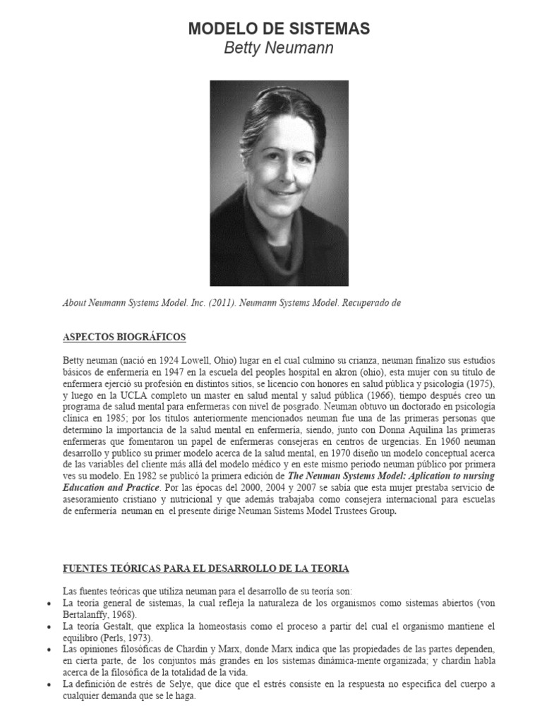 Modelo de Sistemas de Betty Neuman | PDF | Enfermería