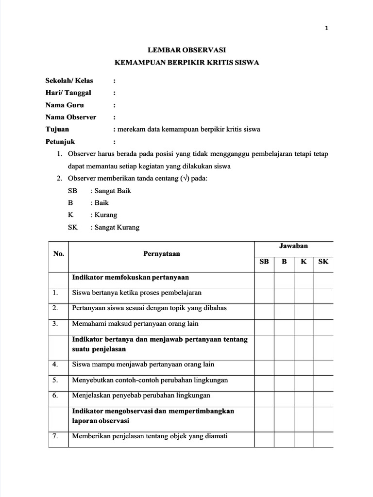 PDF Lembar Observasi Penelitian Ok Compress | PDF | Karier & Perkembangan