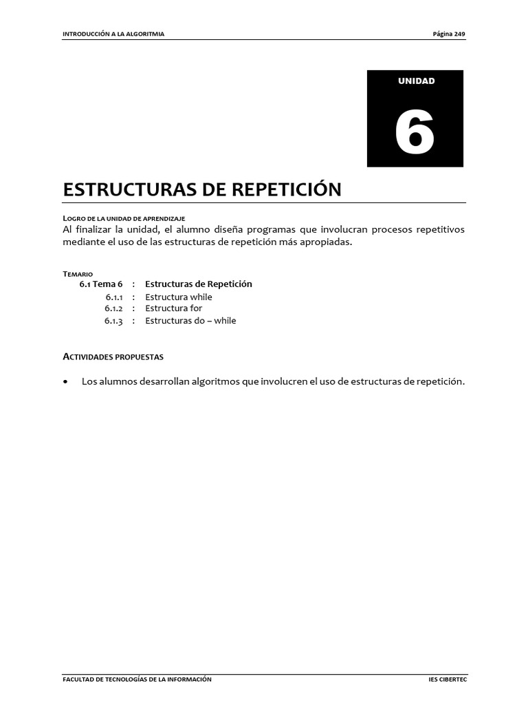 Estructuras de Repetición en Java | PDF | Algoritmos | Ingeniería Informática