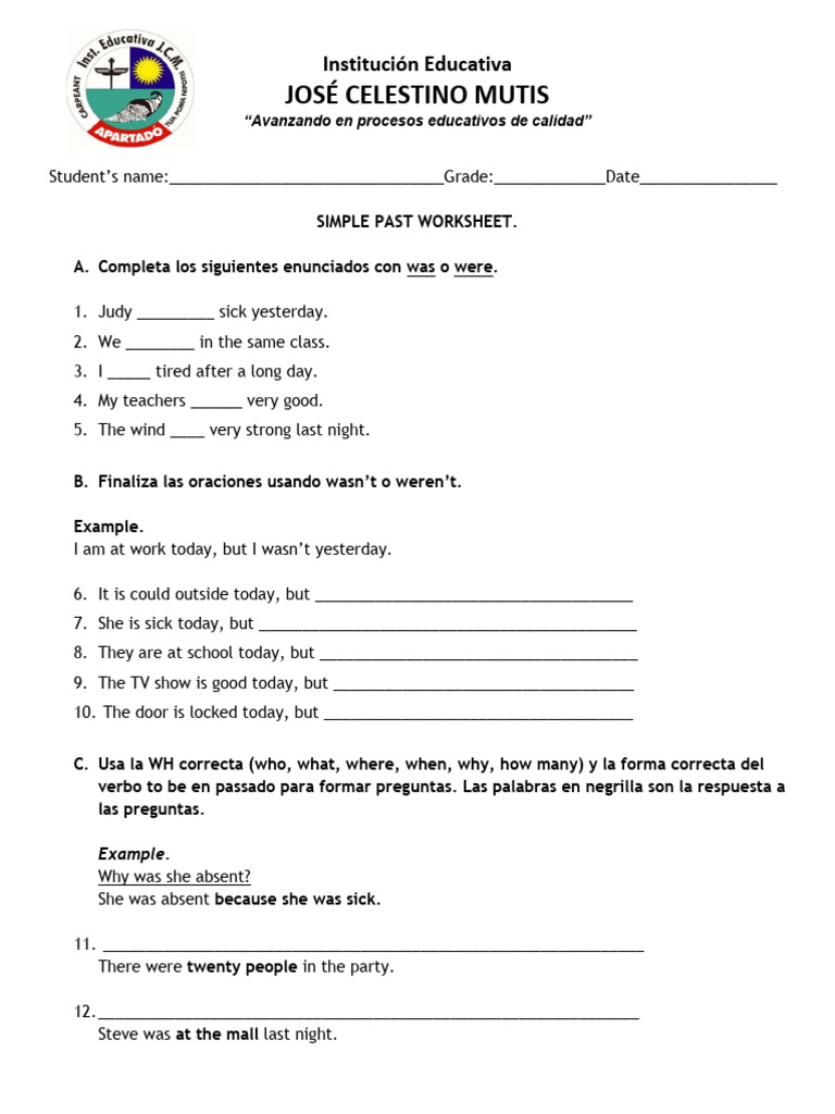 Simple Past Worksheet | PDF | Cooking