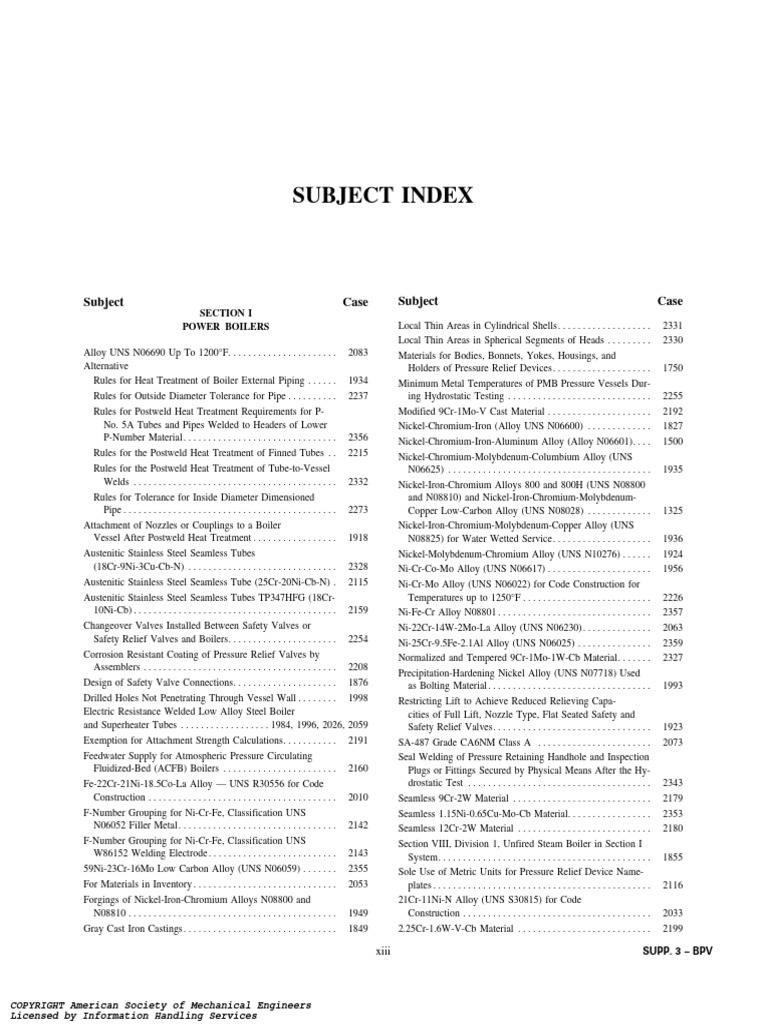 Code Cases Subject Index-01 | PDF | Pipe (Fluid Conveyance) | Welding
