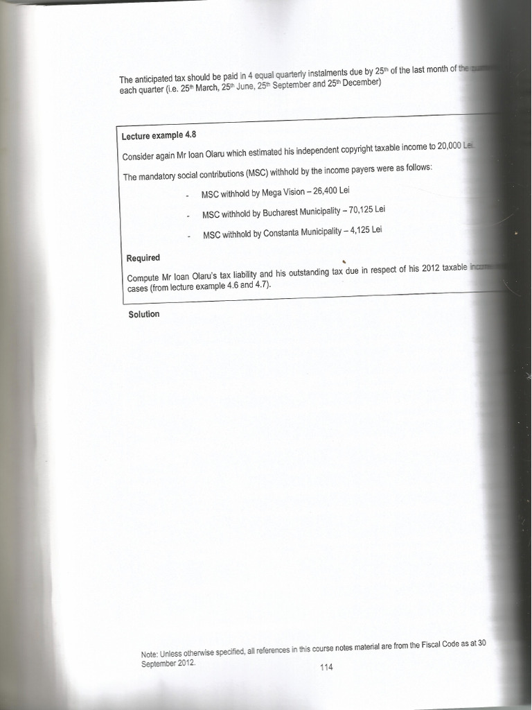 Acca f6 Personal Income Tax 2 Romanian Taxation 2014 | PDF
