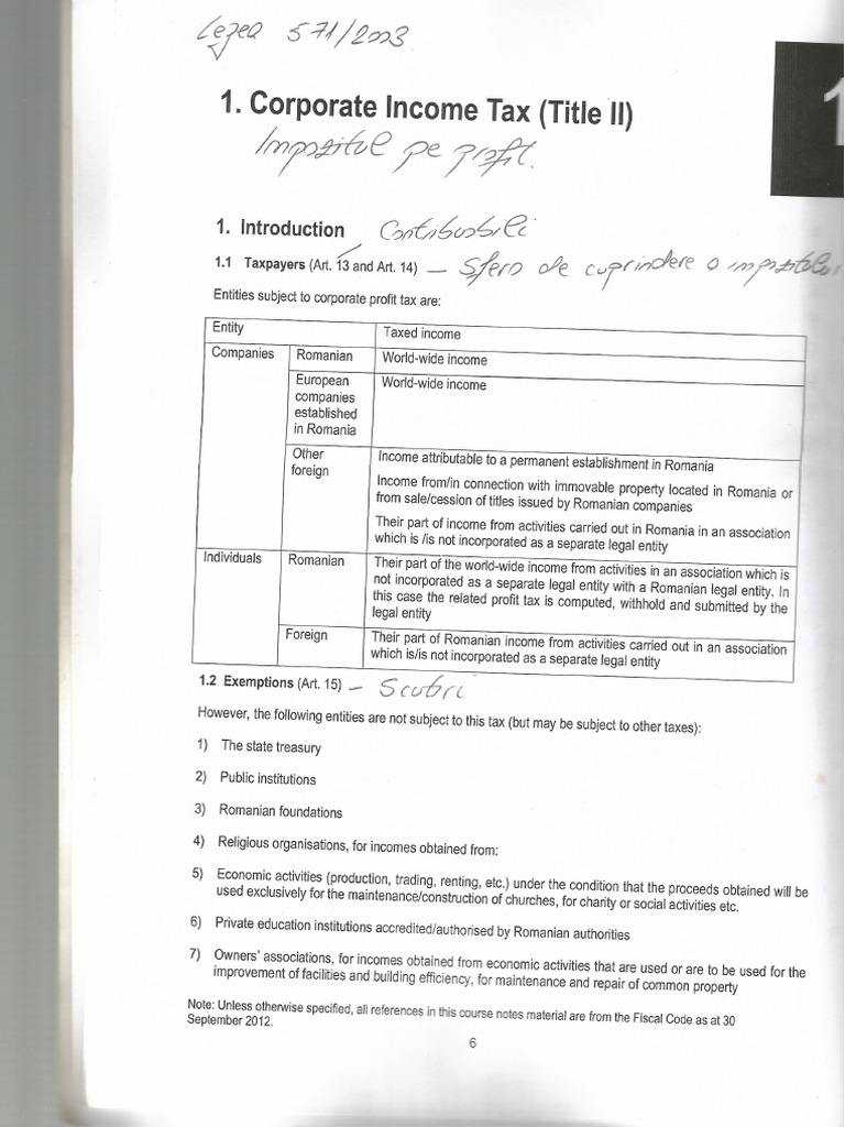 Acca f6 Income Tax 1 Romanian Taxation 2014 | PDF