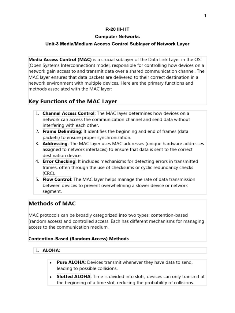 Unit-3 Notes | PDF | Computer Network | Channel Access Method Unit-3 Notes | PDF | Computer Network | Channel Access Method